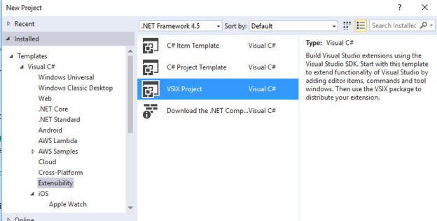 Visual Studio 2017 Extension development tutorial, Part 1 - Michael's Coding Spot